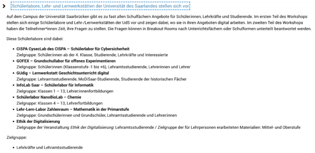 InfoLab Saar | Schülerlabor Informatik an der Universität des Saarlandes